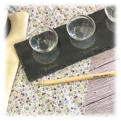 Long Rectangular Slate Condiment Tray for food serving and entertaining ...